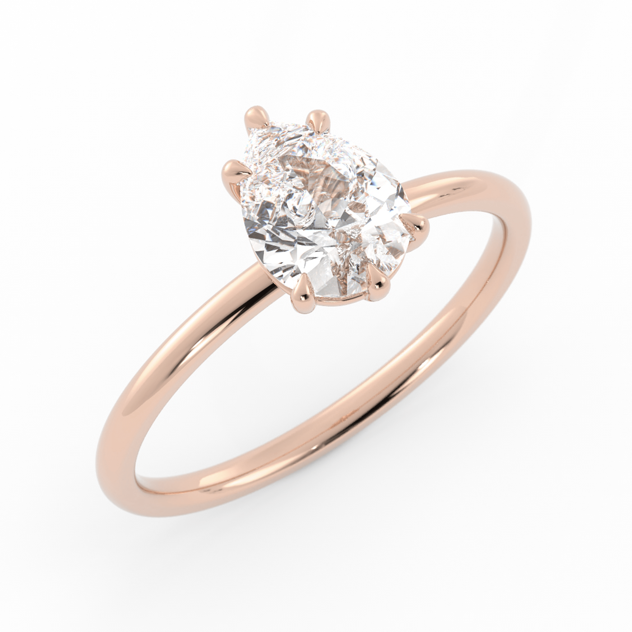 Nelly 1ct Lab Grown Diamond Six Claw Prong Solitaire Pear 18K Rose Gold ...