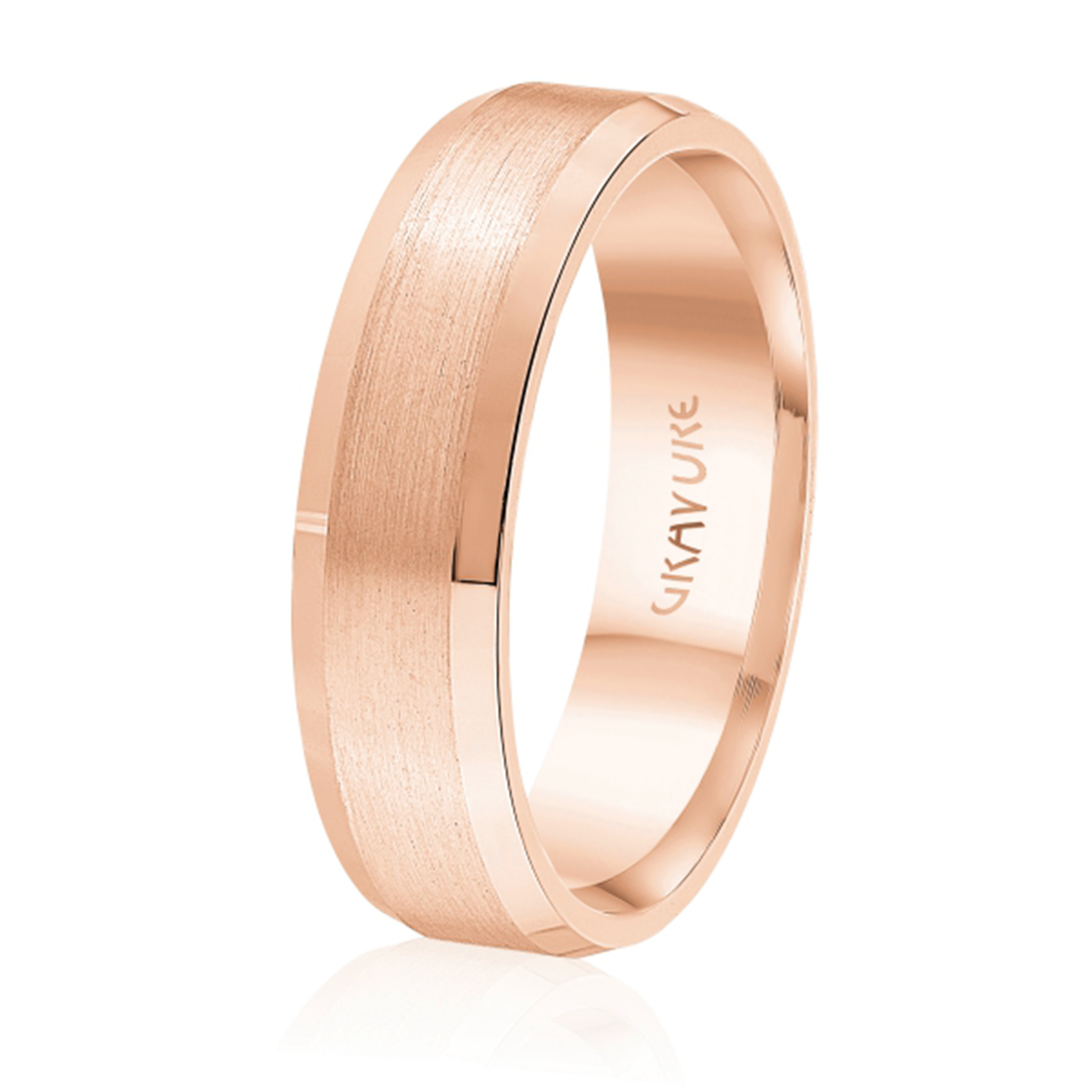 Satin Beveled Edge 6mm Band Satin Beveled Edge 10K Rose Gold Ring – Luvari
