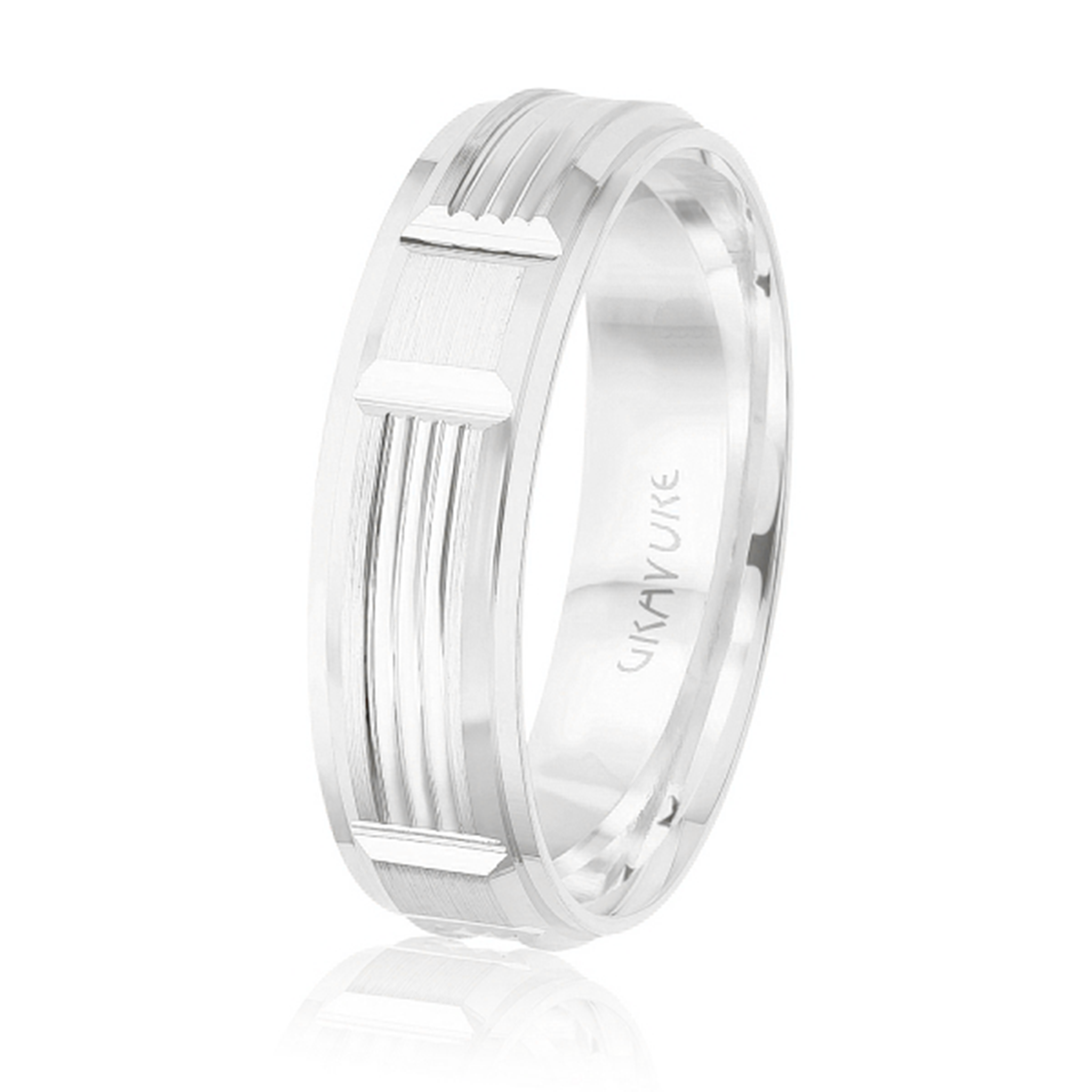 raised center with trio of parallel grooves and square details raised ...