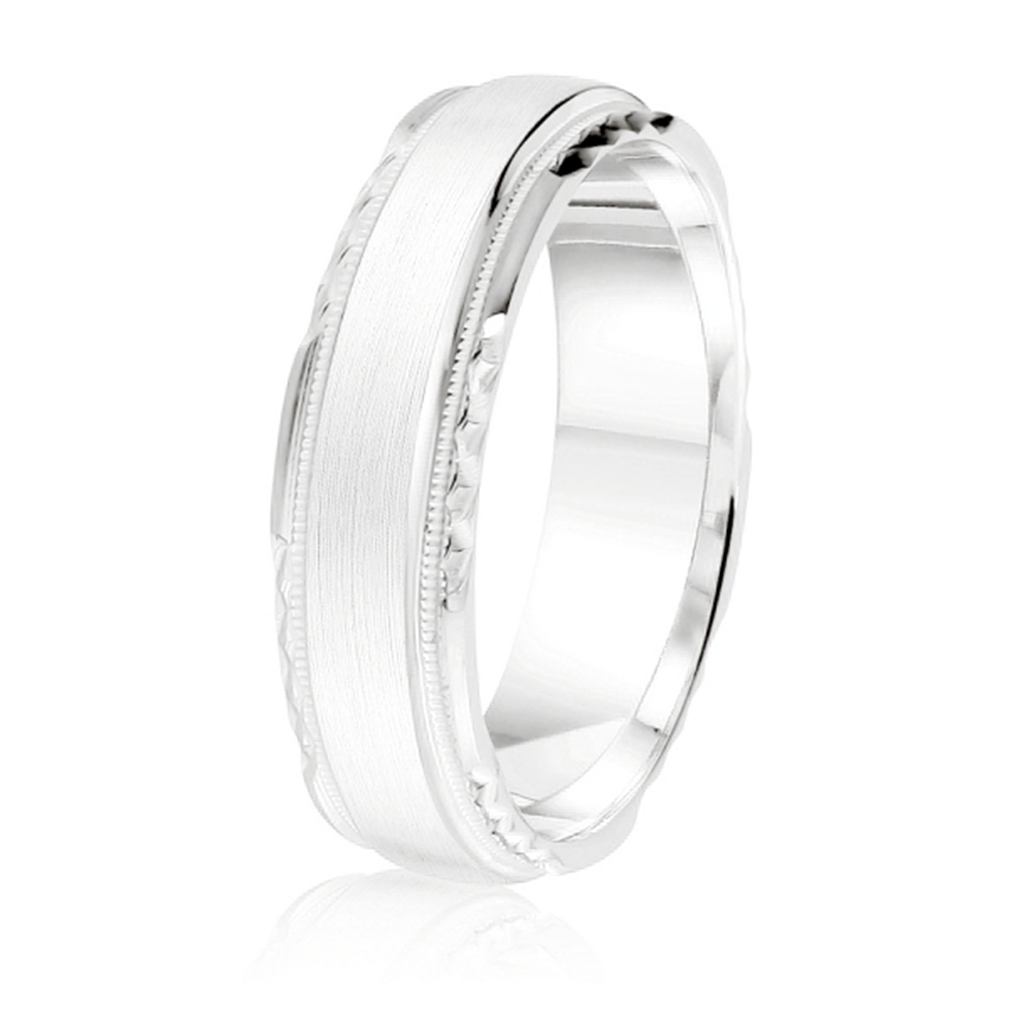 Satin Patterned Edge 6mm Band step down milgrain 95/5 Platinum Ring ...