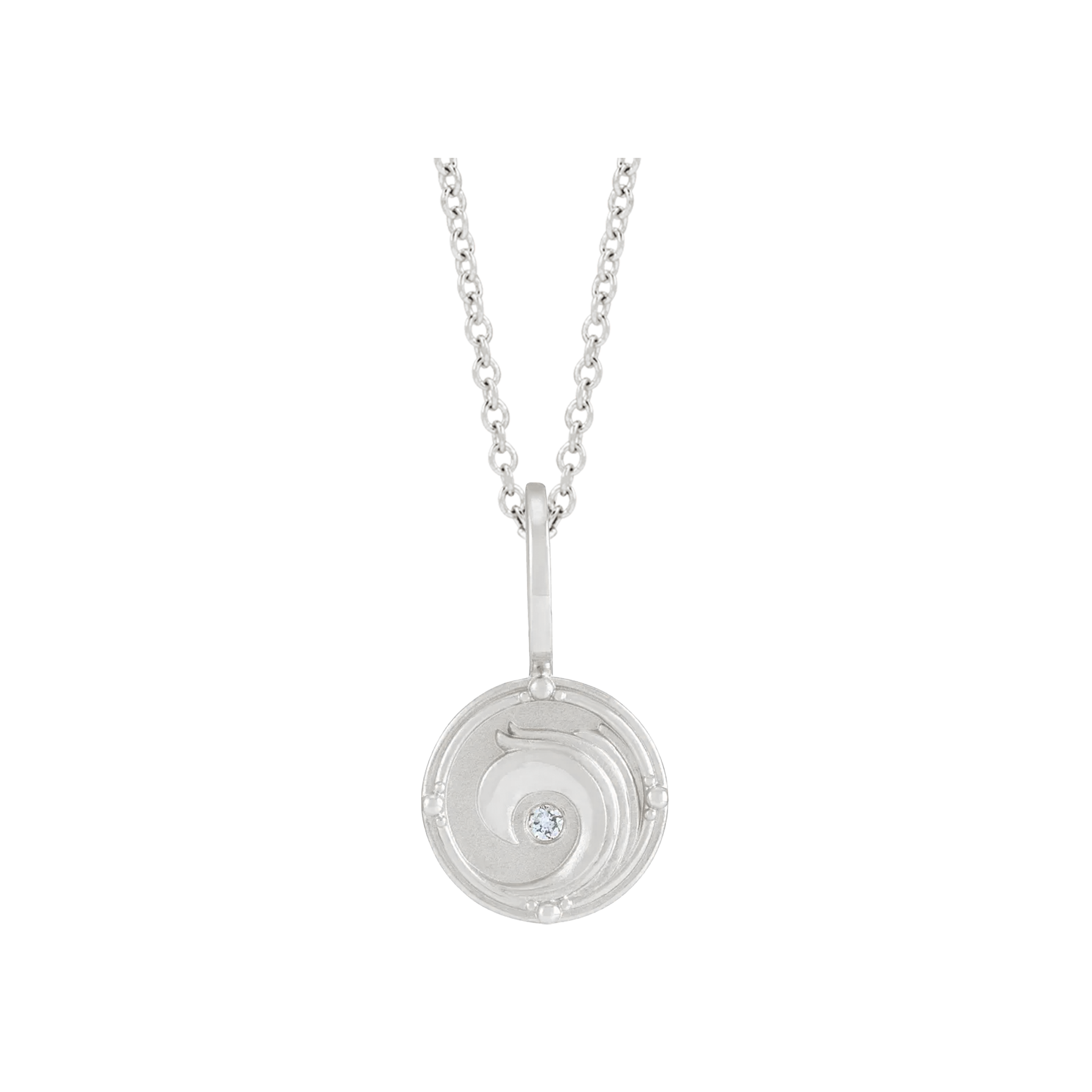 Water Element Pendant Necklace with Diamond Accent — Platinum – Luvari