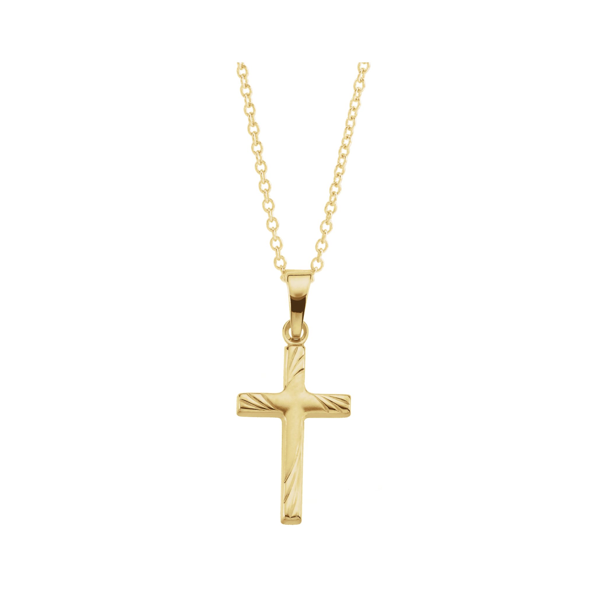 Grooved Cross Necklace grooved cross 14K Yellow Gold Necklace – Luvari
