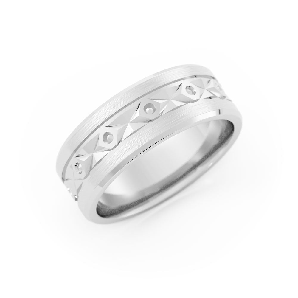 Platinum Geometric Diamond-Cut Design Pattern with Satin Finish Wedding ...