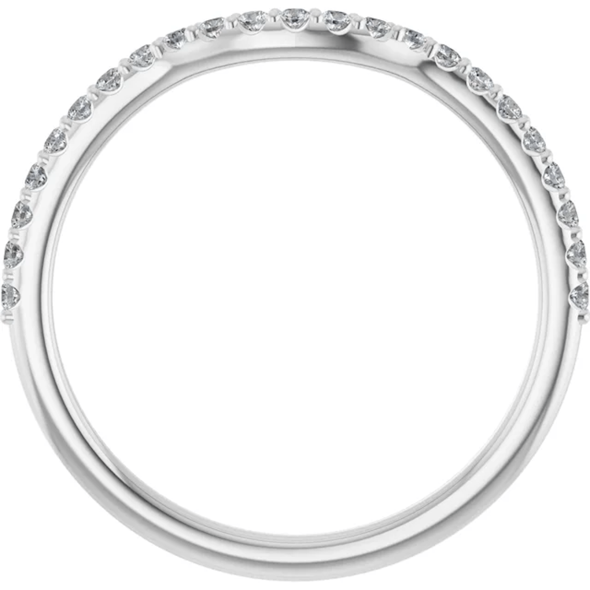 14K White Gold 1.3mm Natural Diamond Curve Wedding Band – 0.23 CTW | Luvari
