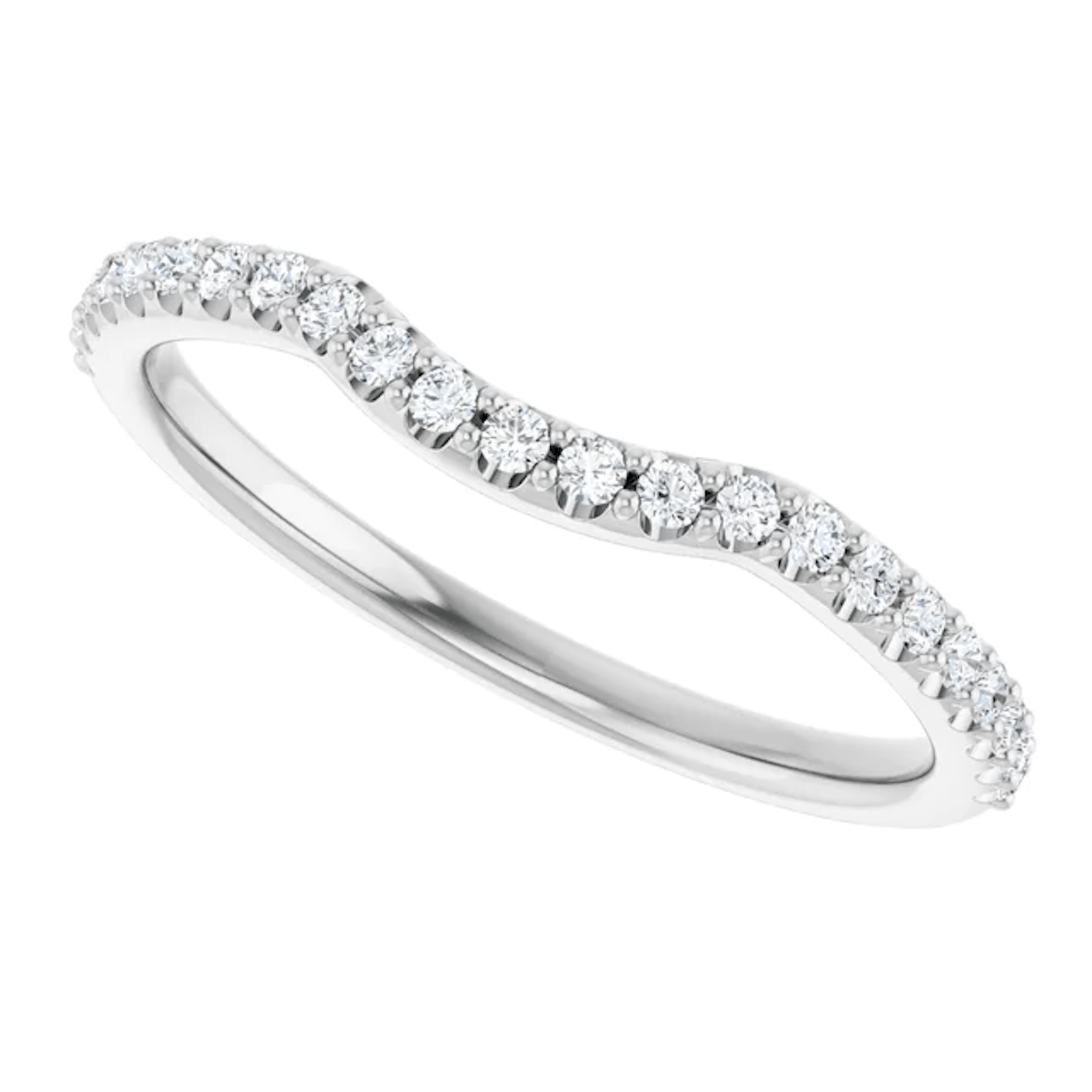 14K White Gold Round Curved Contour Wedding Band - Classic & Modern ...